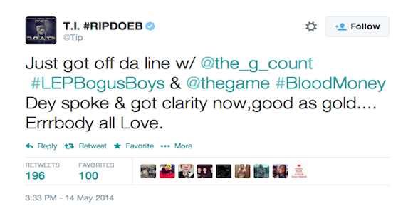 T.I. Ends Beef Between G Count & Game | Welcome to Kollegekidd.com